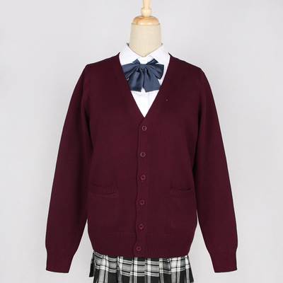 学生風 トップス カーディガン ロング ロング丈 袖あり 長袖 襟なし 前
