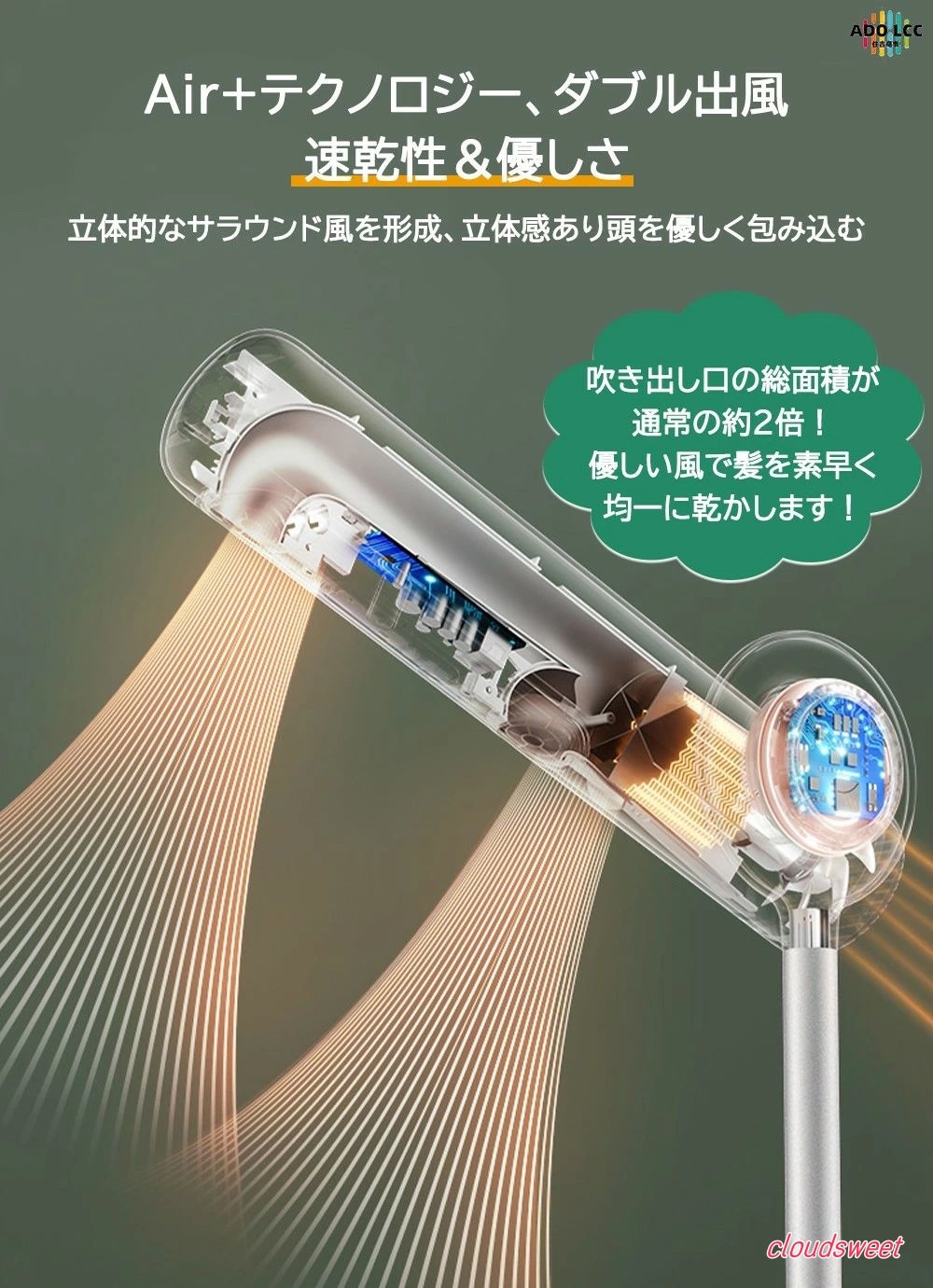 ドライヤー ハンズフリードライヤー スタンド式ドライヤー マイナス