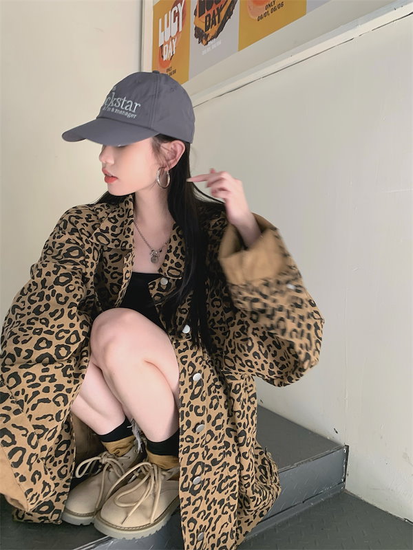 Qoo10] ヒョウ柄 カジュアルジャケット レオパー
