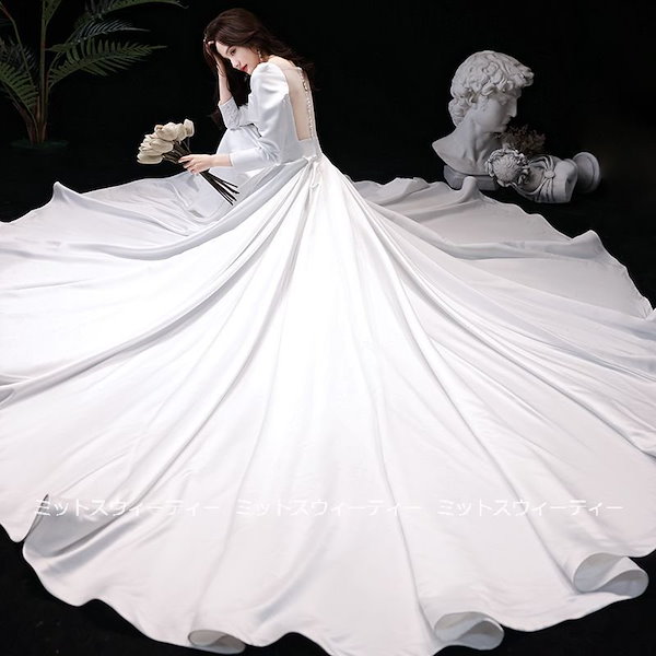 Qoo10] ウェディングドレス aラインドレス 長袖