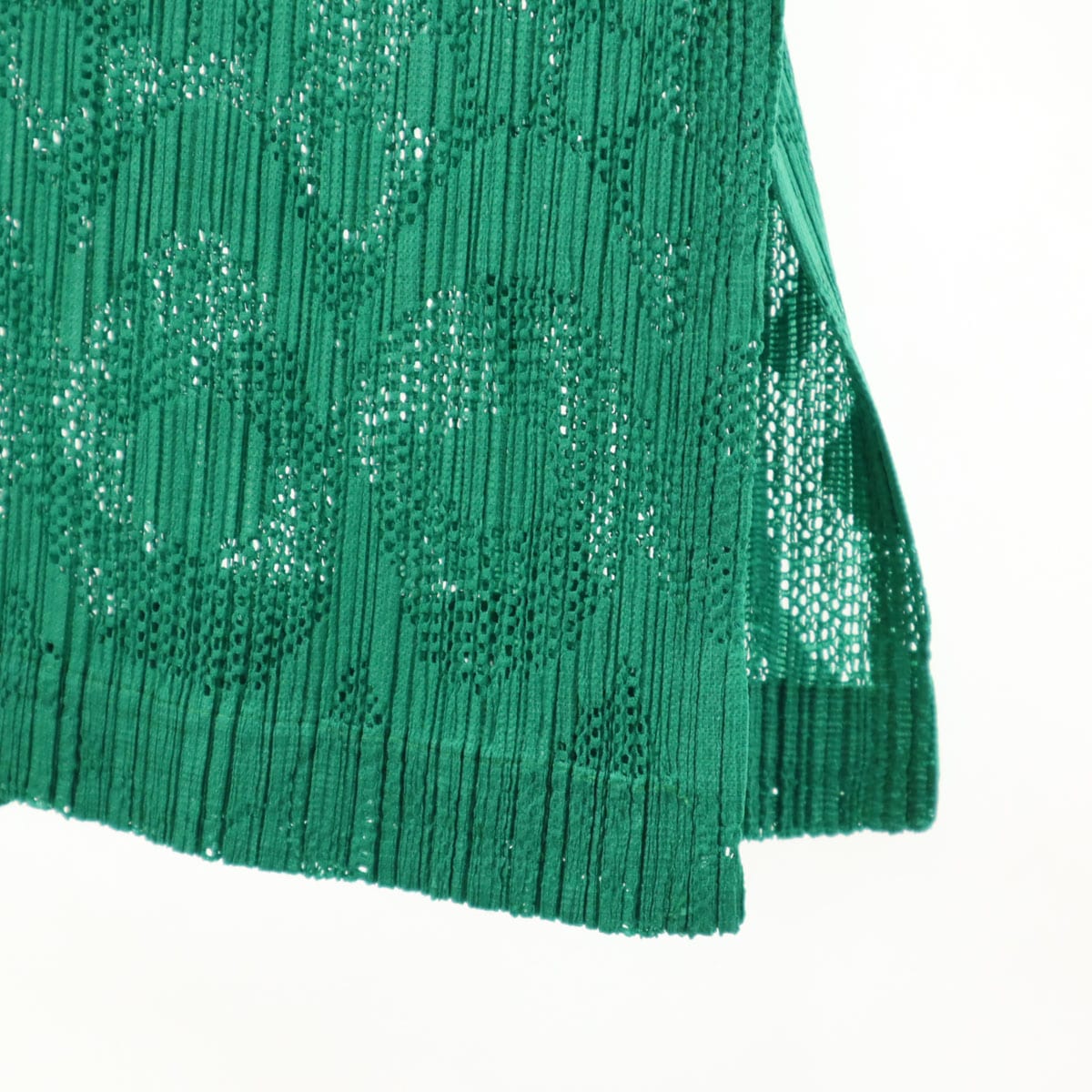 PLEATS PLEASE プリーツプリーズ 日本製 総柄 ノースリーブ プリーツ カットソー 4 グリーン イッセイミヤケ メッシュ メンズ PLEATS PLEASE プリーツプリーズ 日本製 総柄 ノースリーブ プリーツ