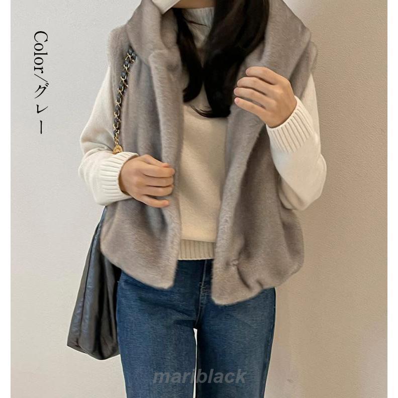 ファーベスト ニット フード付き 毛皮ファーラクーンニットロング