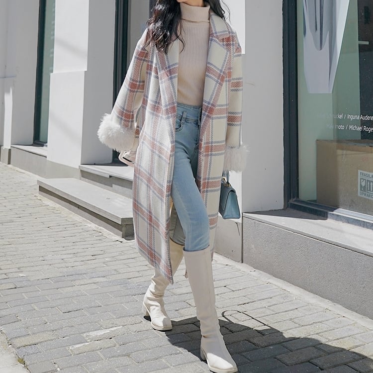 コート レディース アウター チェック コクーンシルエット ドロップ