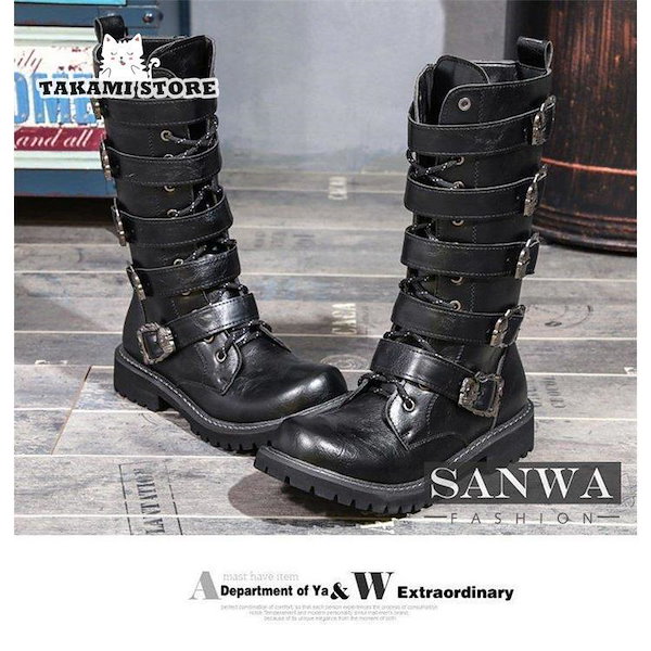 Qoo10] メンズ ロングブーツ ブーツ ワークブー