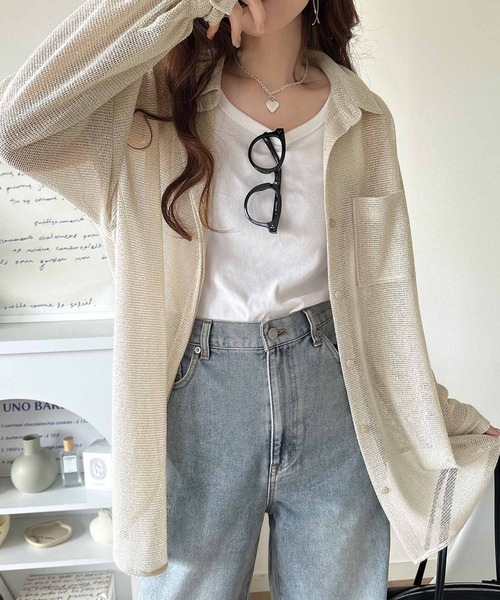 Qoo10 Classical Elf 無地 長袖 ポケット シャツ・ブラウス