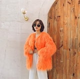 Qoo10] フィンジャガーミンク編み込みストールフリ